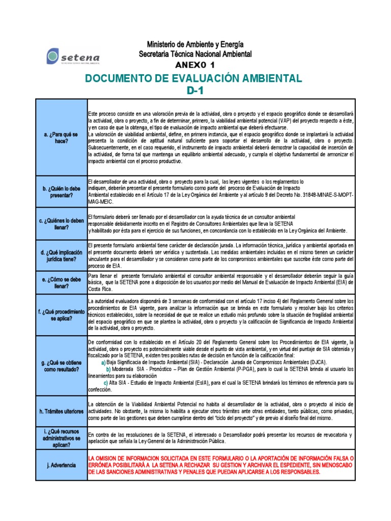 Formulario | PDF | Evaluación de impacto ambiental | Entorno natural