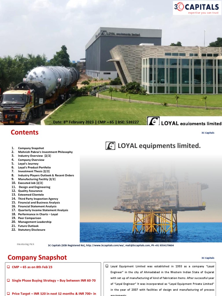Loyal Equipments LTD - Mentoring Pick - Jan 2023 - 3C Capitals-4 PDF ...