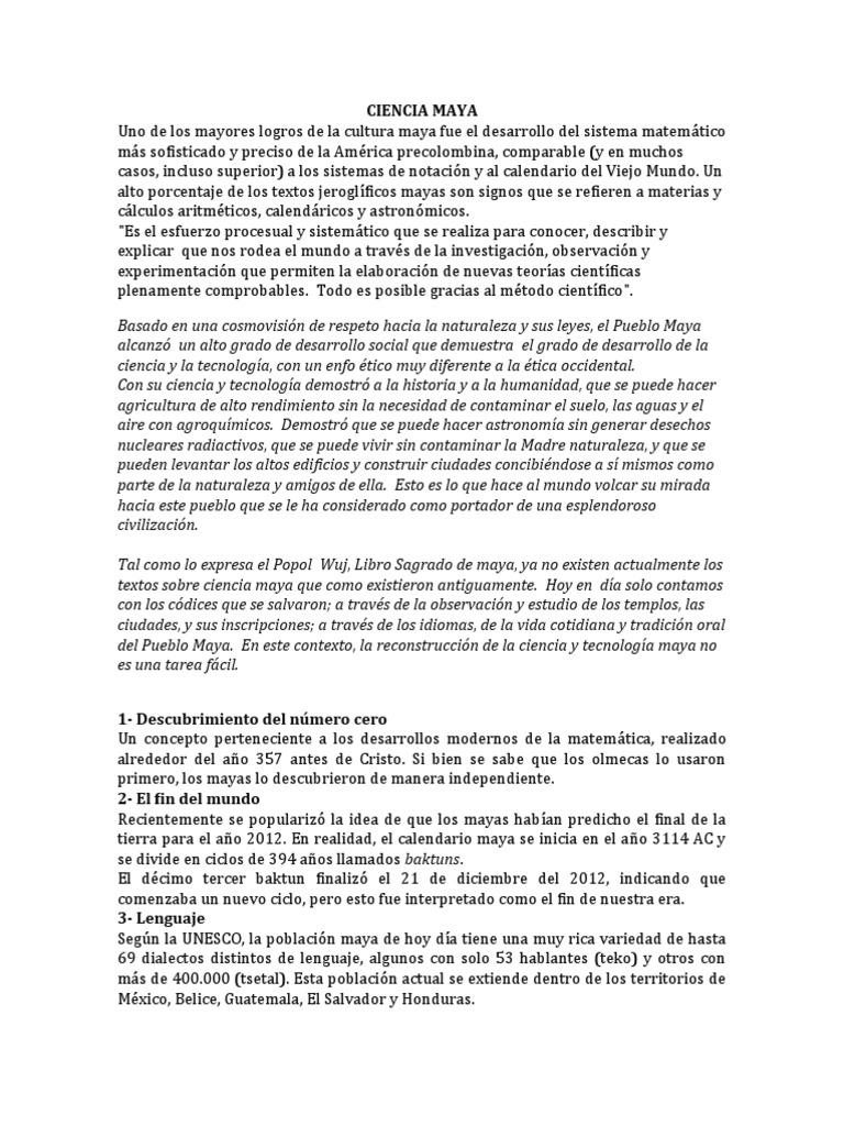 Logros de la Ciencia Maya | PDF | Civilización maya | Amor