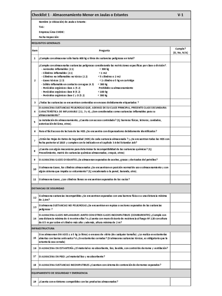 Check List Jaulas Suspel | PDF | Sustancias químicas | Ciencias fisicas
