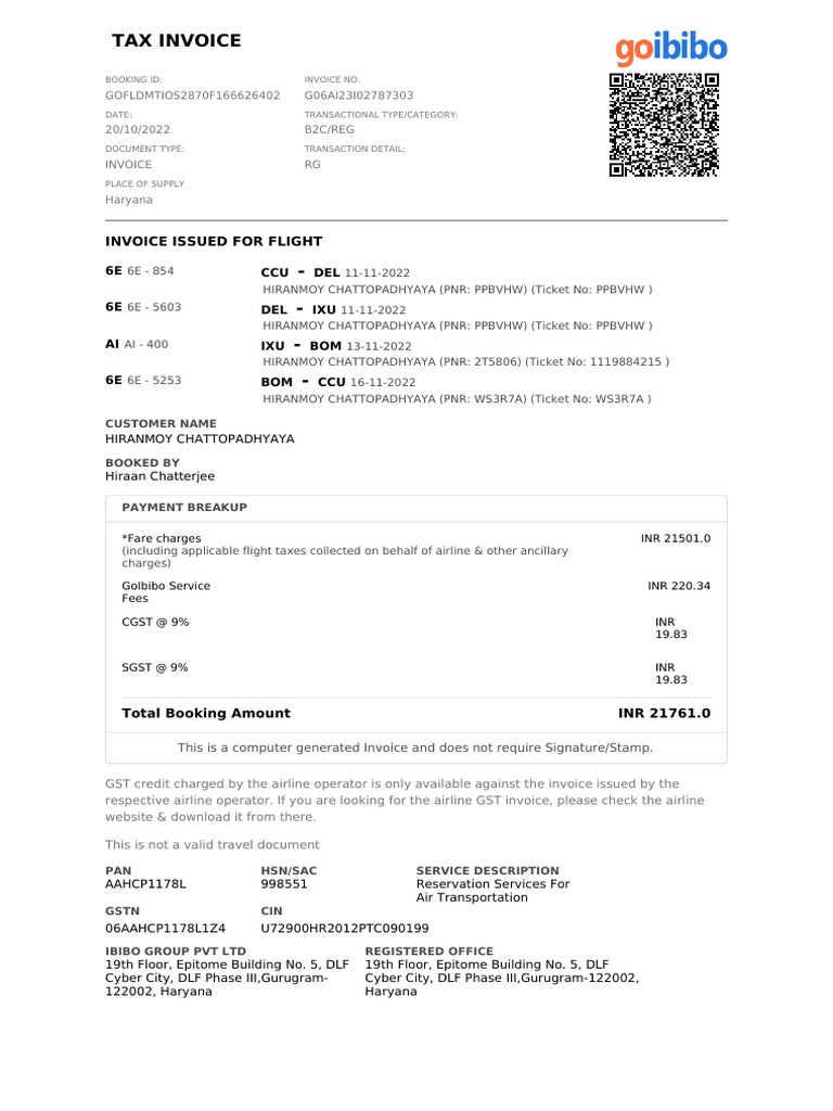 Booking Invoice G06ai23i02787303 PDF | PDF | Invoice | Economies