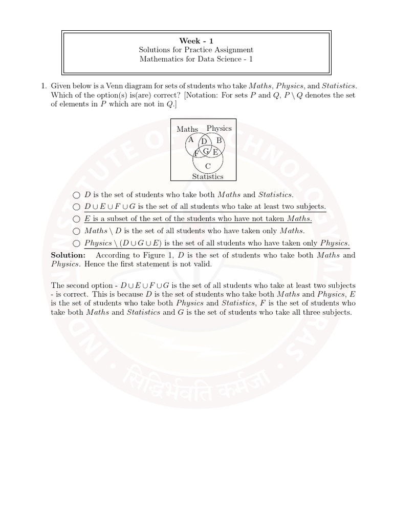 BSCMA1001 Week1 Assignment Solution | PDF | Function (Mathematics) | Set (Mathematics)