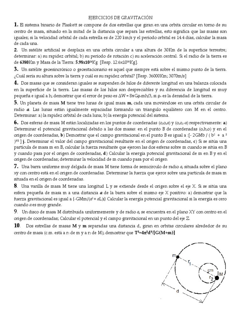 Ejercicios Gravitación y Elec-Mag PDF | PDF | Tierra | Condensador