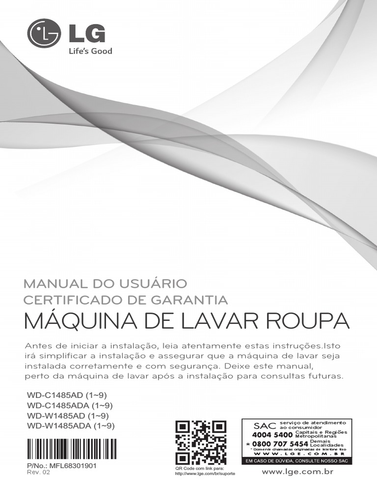 Manual Lavadora LG WD1485AD PDF | Download Free PDF | Roupas | Temperatura
