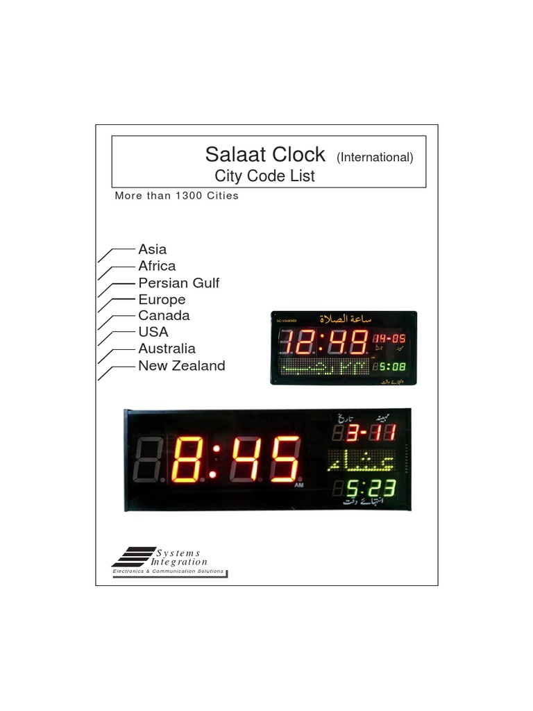 Salat Clock City Code List Pakistan | PDF | Africa | Asia