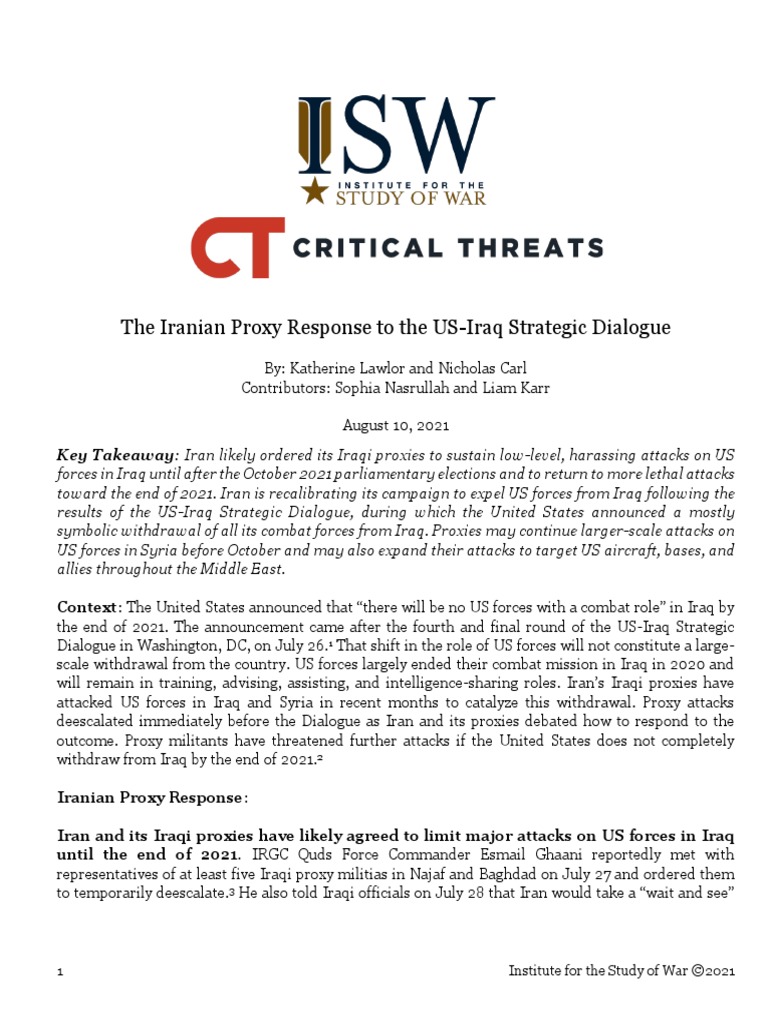 Proxy Strategic Dialogue Response ISW CTP August 2021 INTSUM | PDF ...