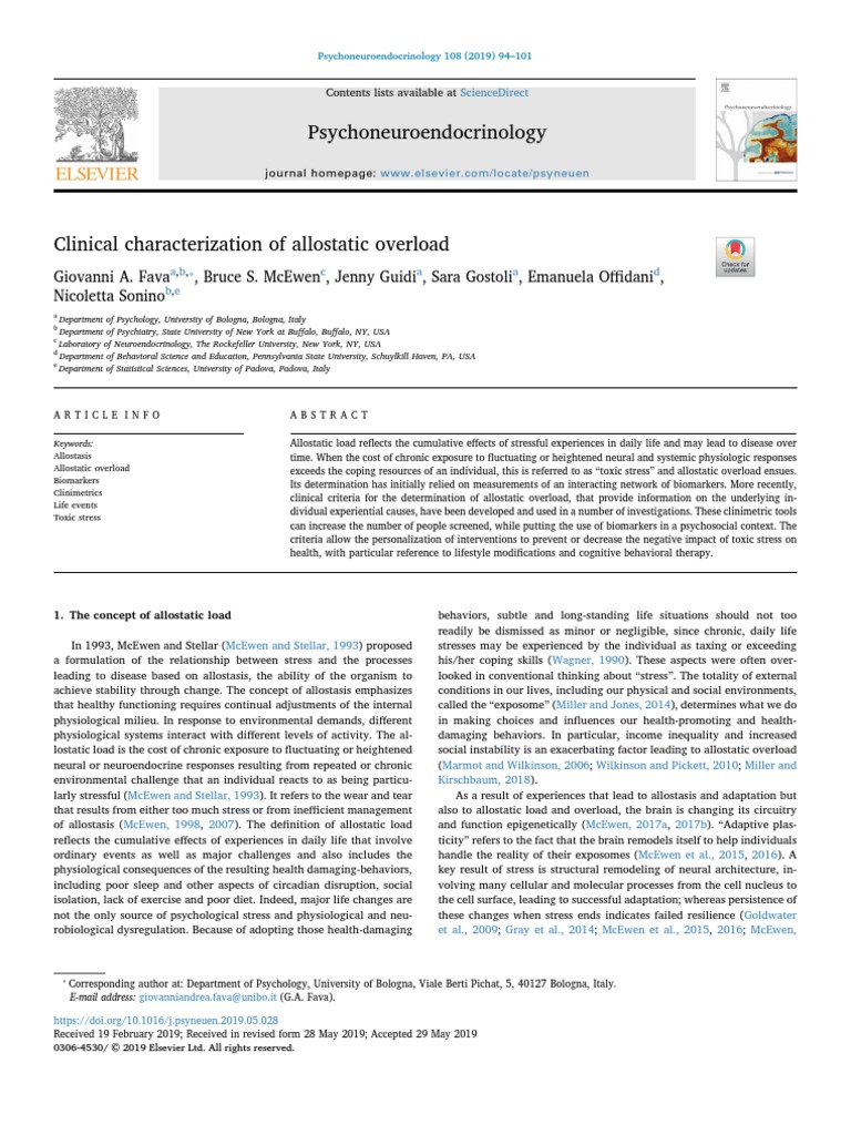 Clinical Characterization of Allostatic Overload | PDF | Stress ...