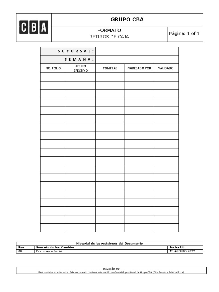 Formato - Retiro de Caja | PDF