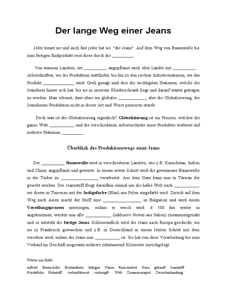 Lückentext Jeans Fertig 2 | PDF