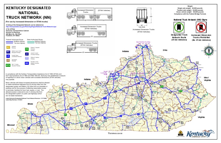 Kentucky Designated Roadways For Truck Drivers | PDF | Land Transport ...