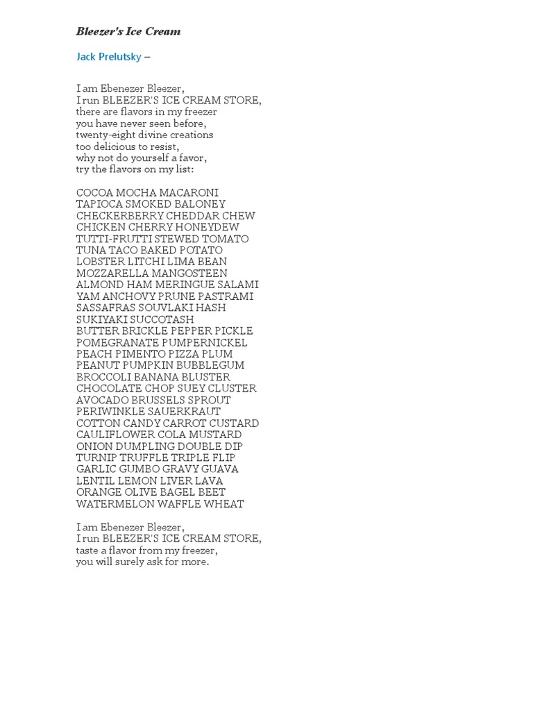 Bleezer S Ice Cream Shop | PDF | Cooking, Food & Wine