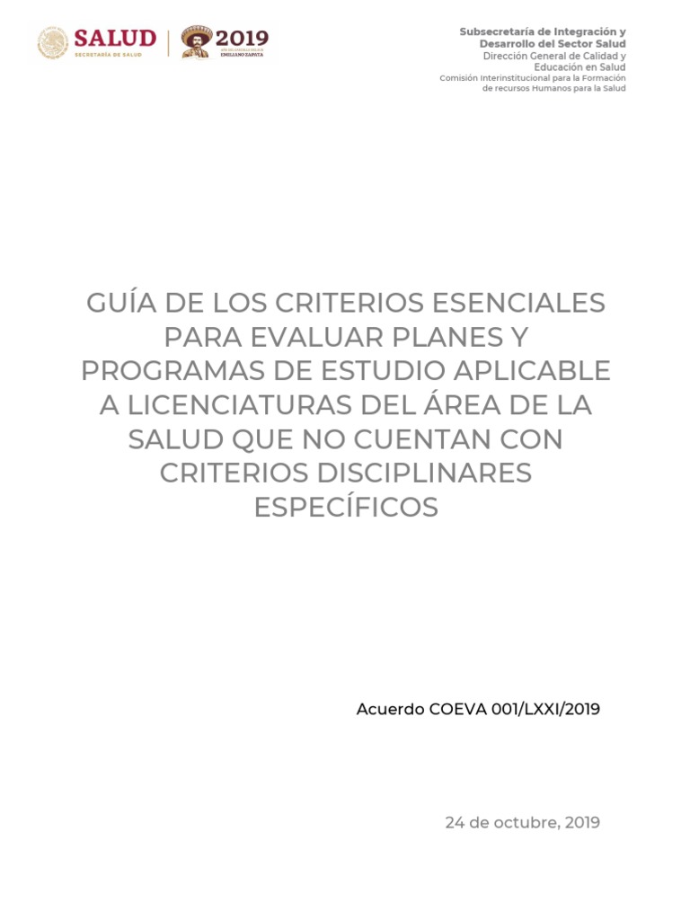 CIFRHS - Guia - Eva - NO CRITERIOS DISCIPLINARES ESPECIFICOS Gen | PDF ...