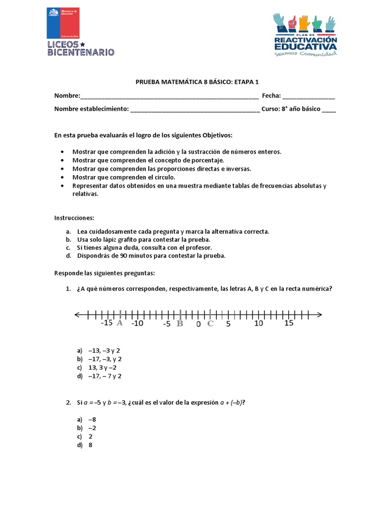 MAT E1 Evaluaci+ n-8B PDF | PDF | Matemáticas