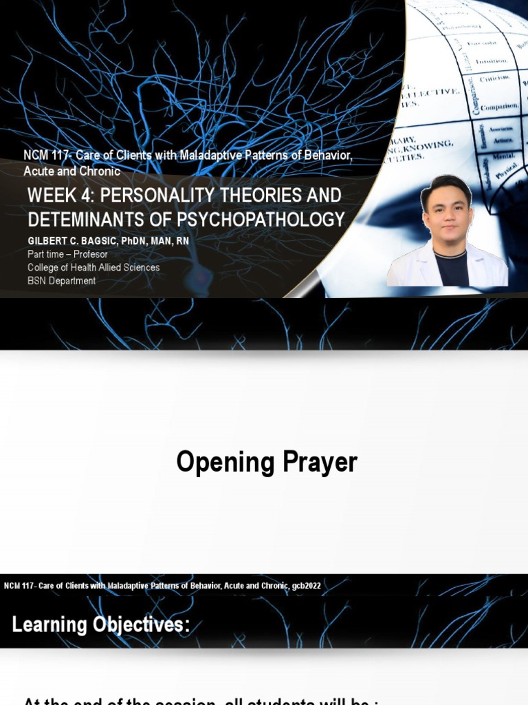 NCM 117 Week 4 Personality Theories and Determinants of Psychopathology ...