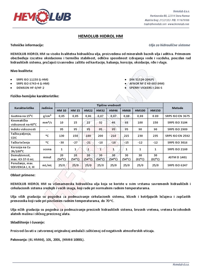 hemolub-hidrol-hm-68 | PDF
