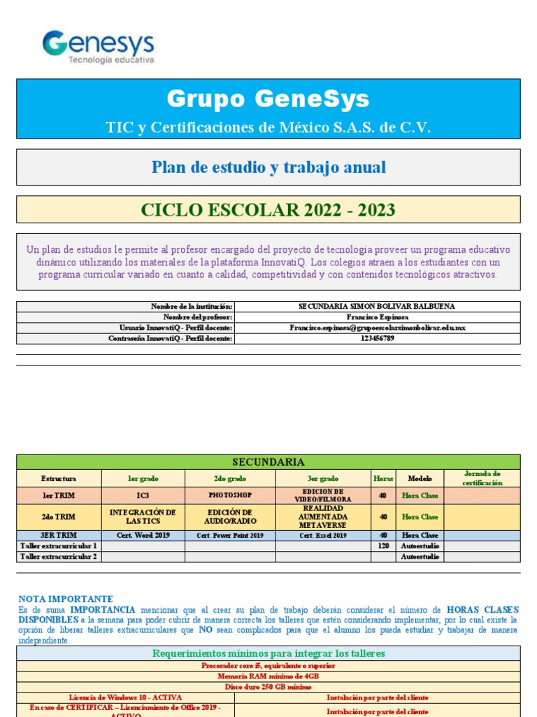 Arlette Plan de Trabajo - Ciclo 2022 - 2023 | PDF | Internet | Información