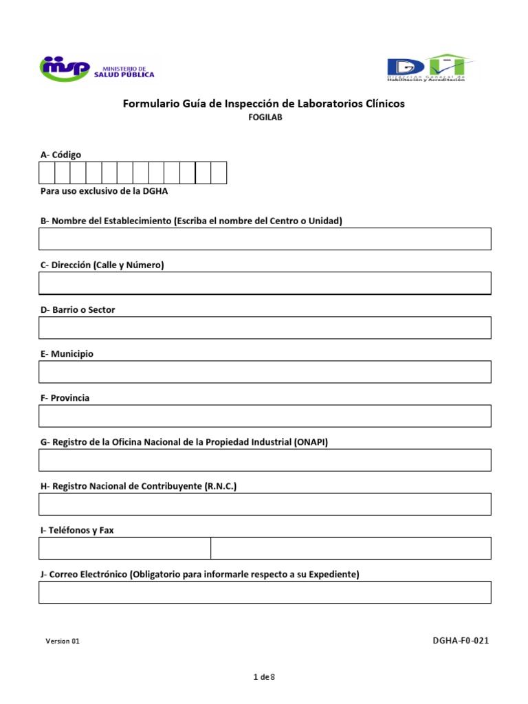 7- FORMULARIO GUIA DE INSPECCION DE LABORATORIOS CLINICOS | PDF | Laboratorios
