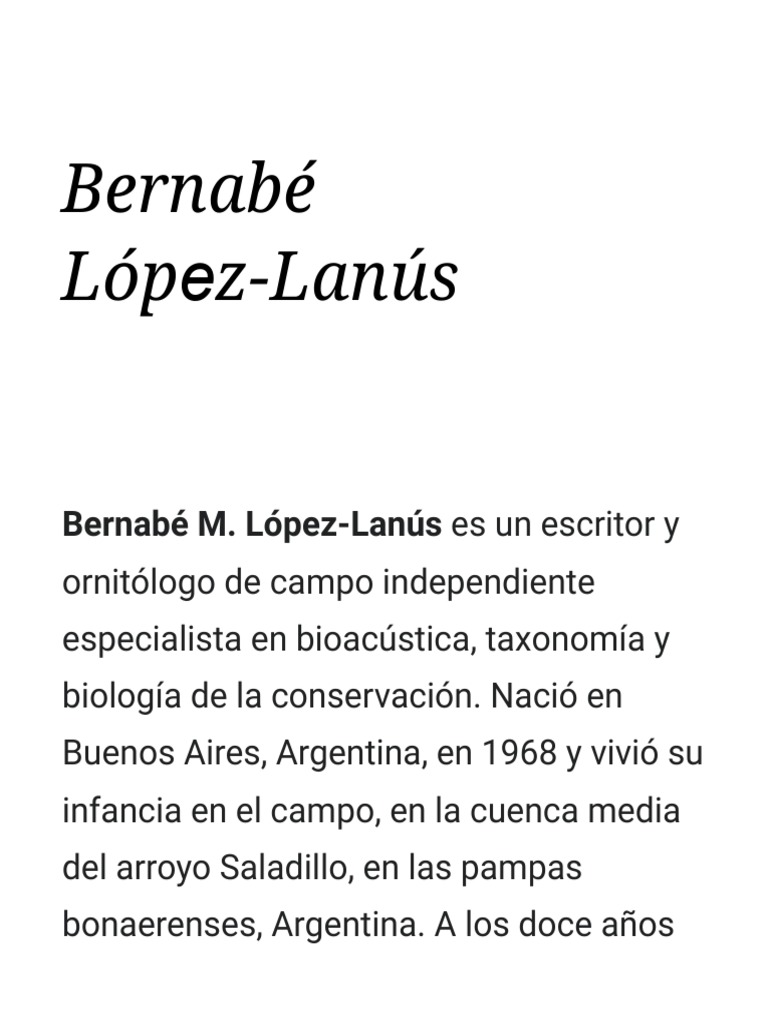 Bernabé M. López-Lanús PDF | PDF | Ornitología | Colombia
