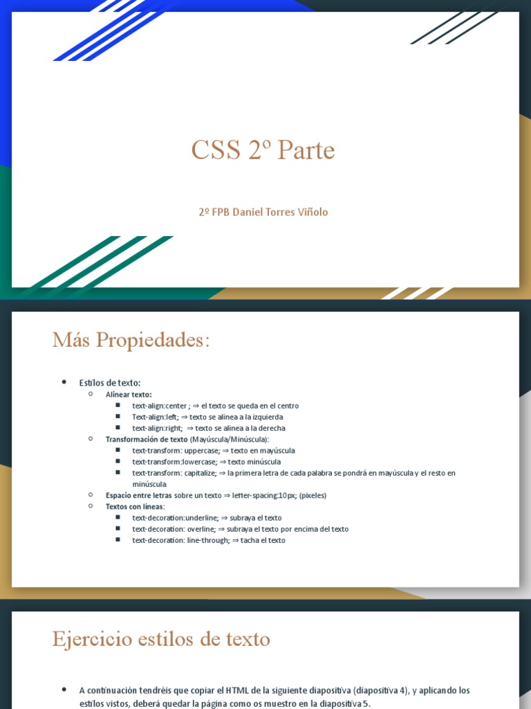Aprendiendo propiedades de CSS: estilos de texto, bordes y fondos | PDF | Introducciones ...