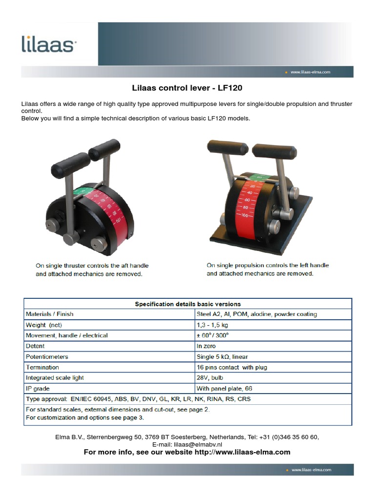 Lilaas LF120 Control Levers Overview | PDF | Manufactured Goods | Shipping