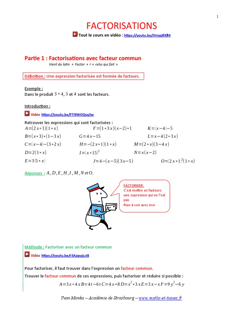 Cours de Factorisation en Mathématiques | PDF