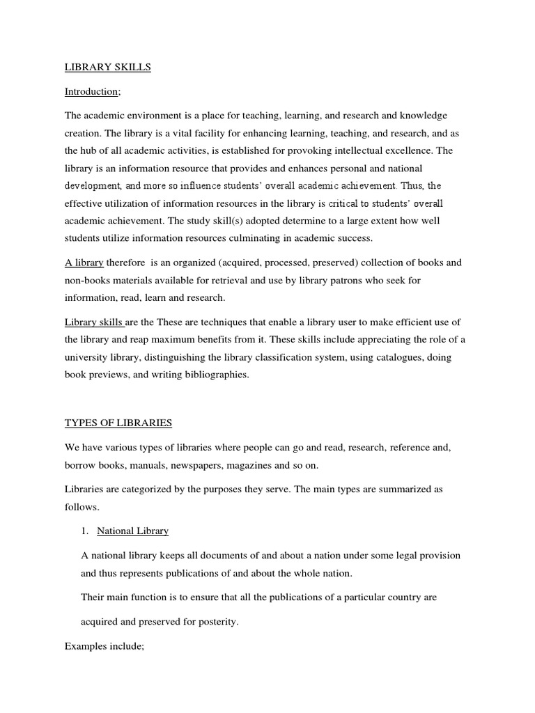 Library Skills PDF | PDF | Libraries | Information Science Library Skills PDF | PDF | Libraries | Information Science