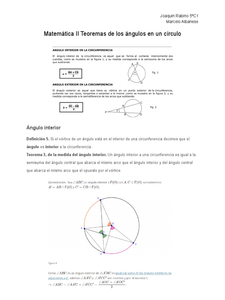 Matemática II Teoremas de Los Ángulos en Un Círculo | PDF