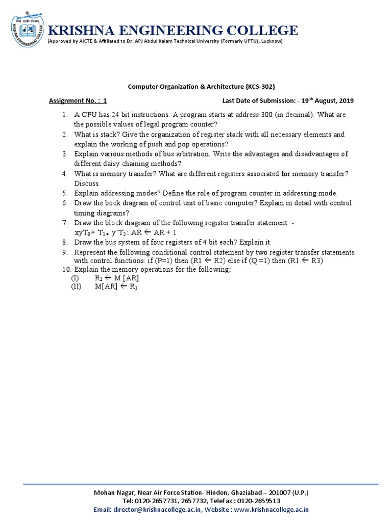 CS COA KCS-302 Assignment 1 | PDF