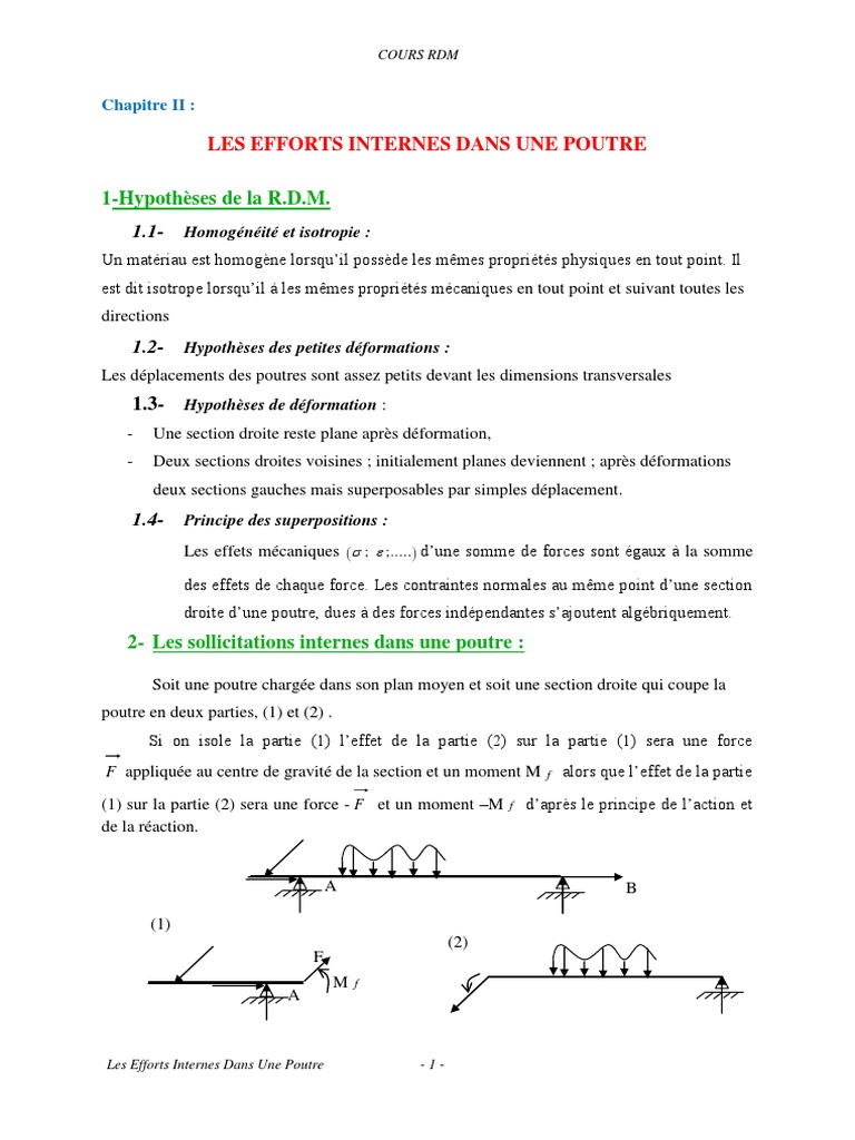 Efforts Internes dans une Poutre RDM | PDF | Résistance des matériaux ...