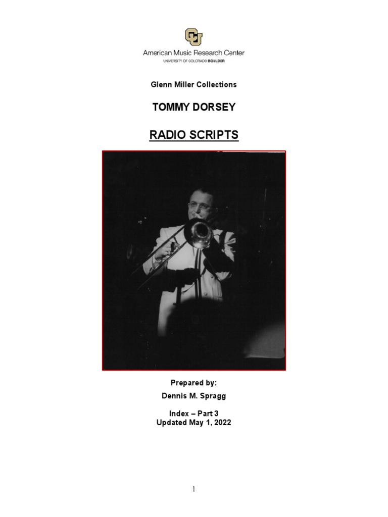Tommy Dorsey Scripts PDF | Download Free PDF | Trombone | Cigarette