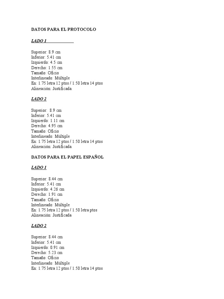 Margenes Papel Español y Protocolo | PDF