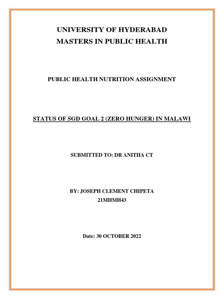 JOSEPH SGD2 Internal Assignment | PDF | Malnutrition | Food Security