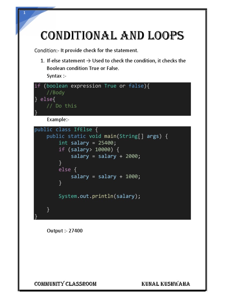Conditionals and Loops PDF | PDF | Control Flow | Computer Engineering Conditionals and Loops PDF | PDF | Control Flow | Computer Engineering