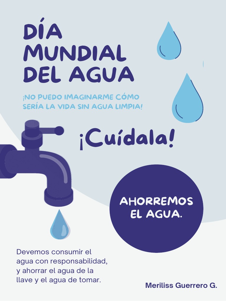Cartel Evento Día Mundial Del Agua Gotas Orgánico Azul PDF | PDF