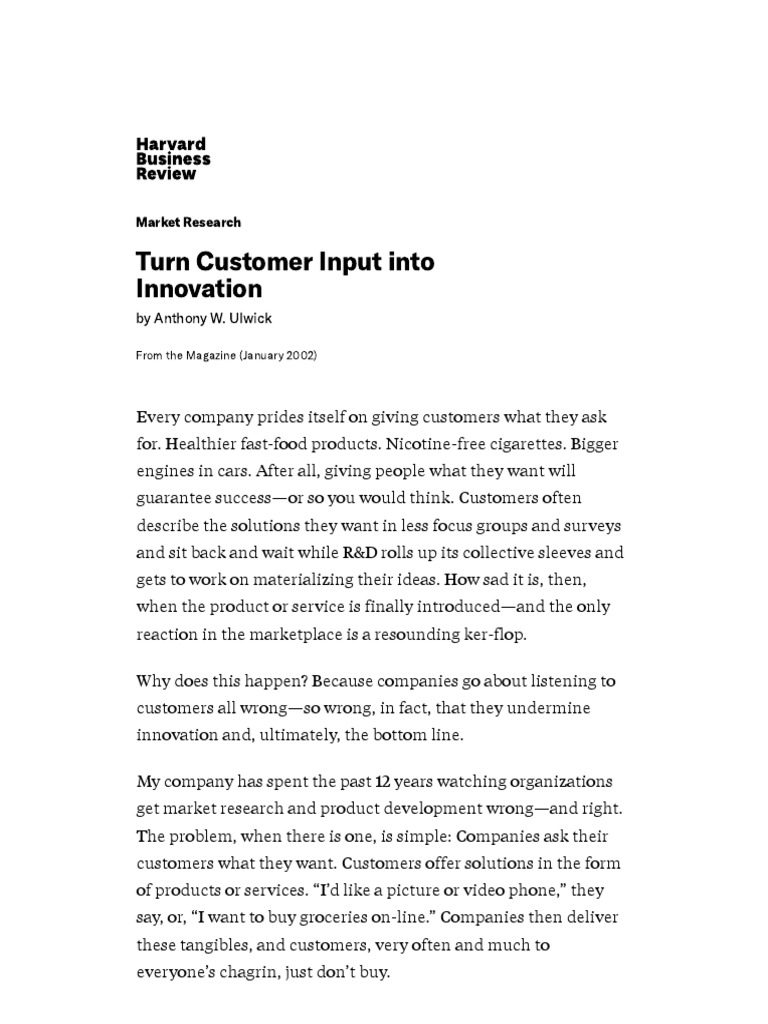 Turn Customer Input Into Innovation PDF | PDF | Methodology