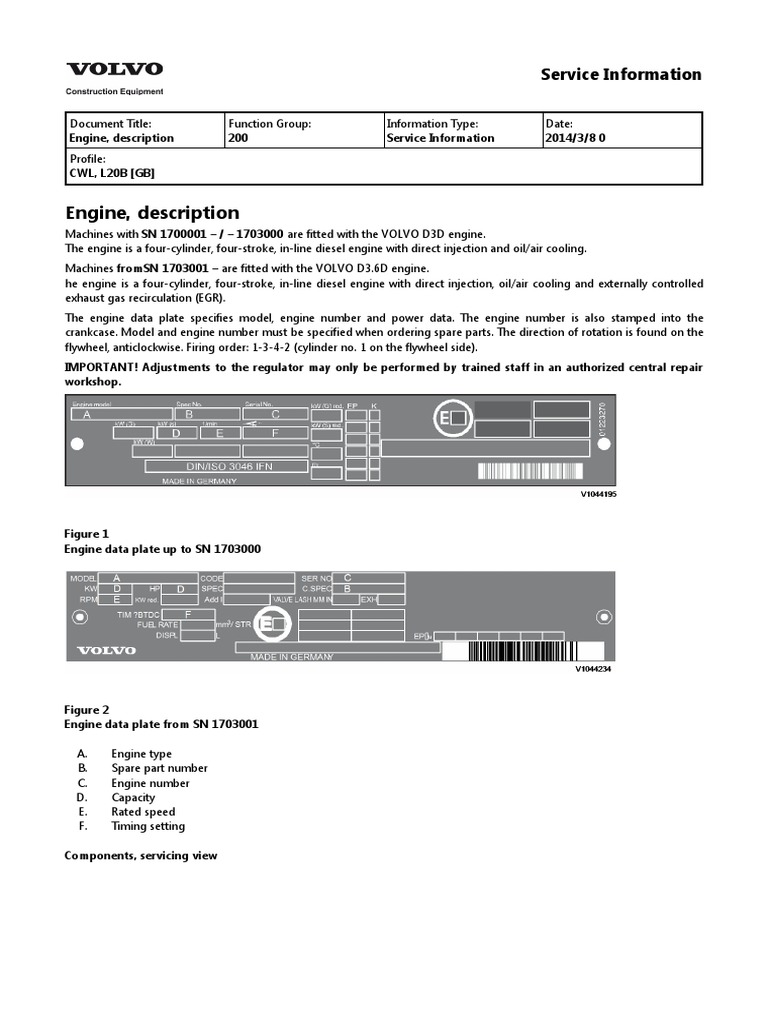 Volvo D3D & D3.6D Engine Service Guide | PDF | Internal Combustion ...