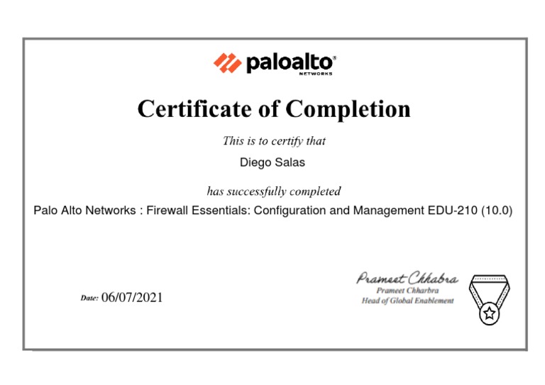 Certificate Palo Alto Networks Firewall Essentials Configuration and ...
