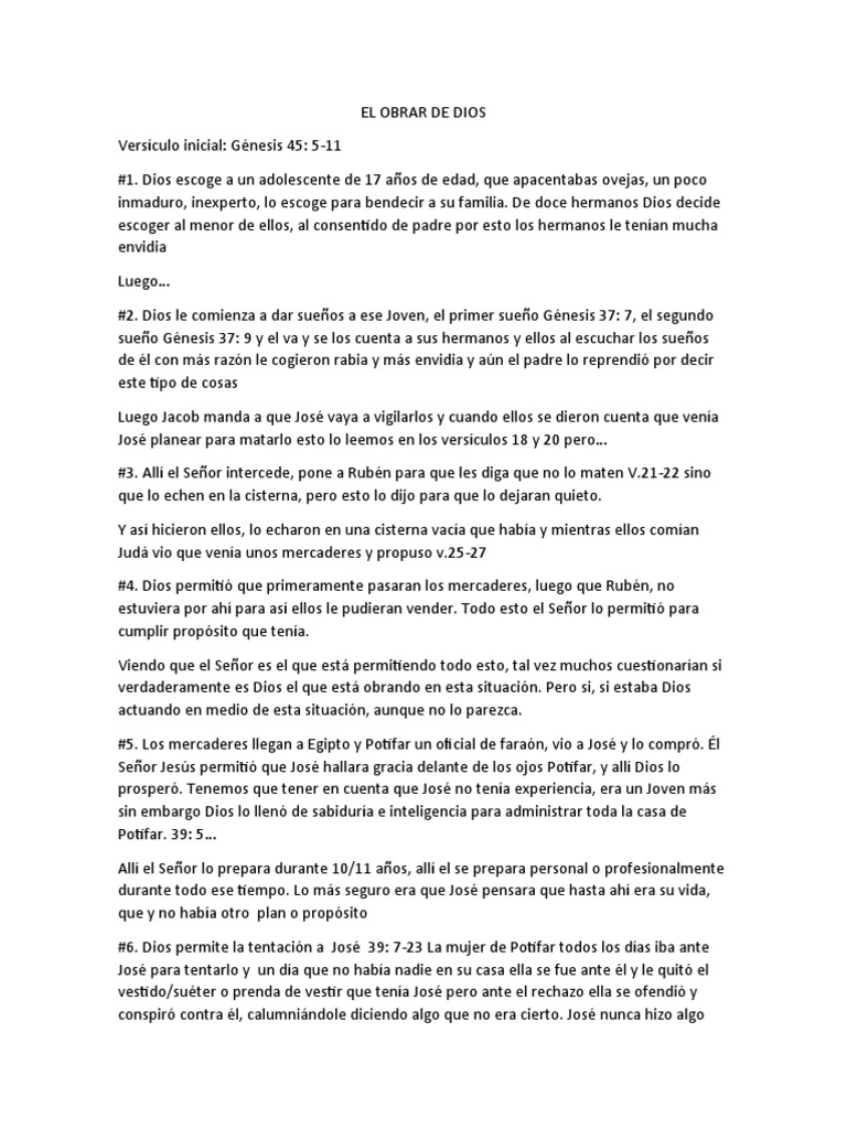 El Obrar de Dios (Historia de José) | PDF