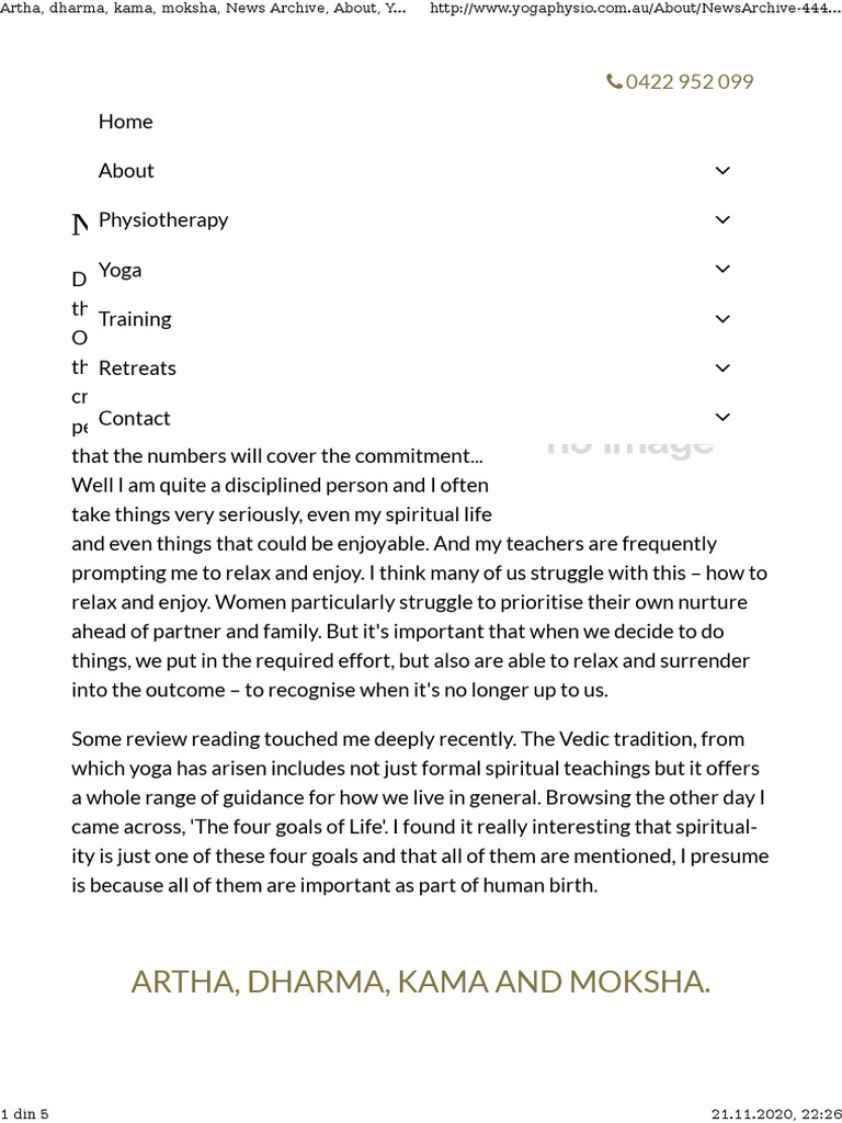 Artha, Dharma, Kama, Moksha, News Archive, About, Yogaphysio | PDF ...