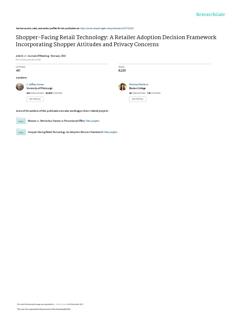 Shopper-Facing Retail Technology: A Retailer Adoption Decision ...