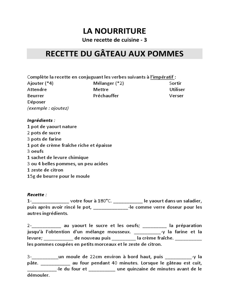Exercice 7 - Recette A Completer | PDF
