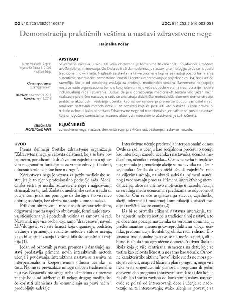 Po Ar 2016 SESTRINSKI - URNAL | PDF