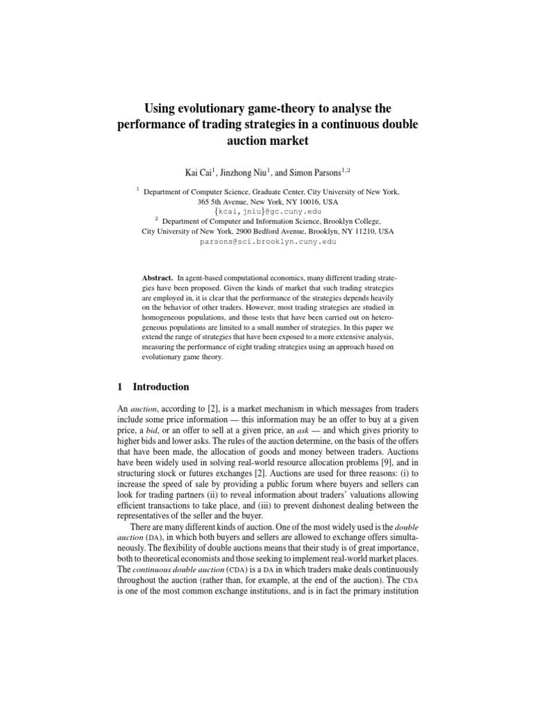 Using Evolutionary Game Theory To Analyse The Performance Of Trading Strategies In A Continuous