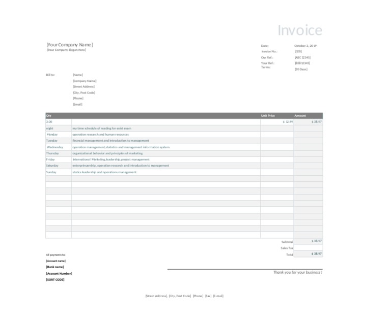 Invoice: (Your Company Name) | PDF | Business | Economies