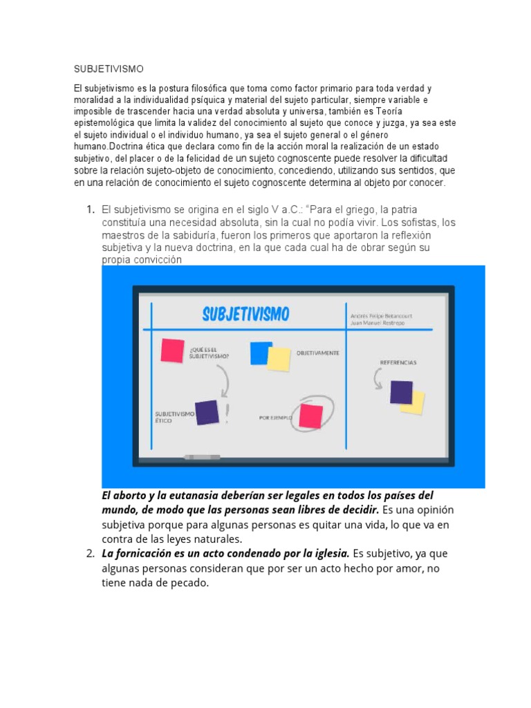 SUBJETIVISMO y Emotivismo | PDF | Teorías filosóficas | Metafísica