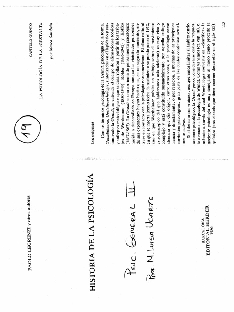 La Psicologia de La Gestalt, Historia de La Psicologia - Sambrin Marco ...