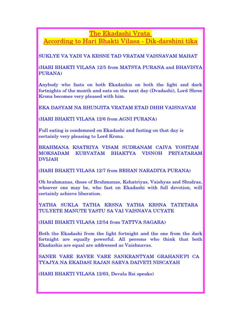 13.ekadashi Vrat According To Shree Hari Bhakiti Vilasa PDF | PDF | Vishnu | Puranas