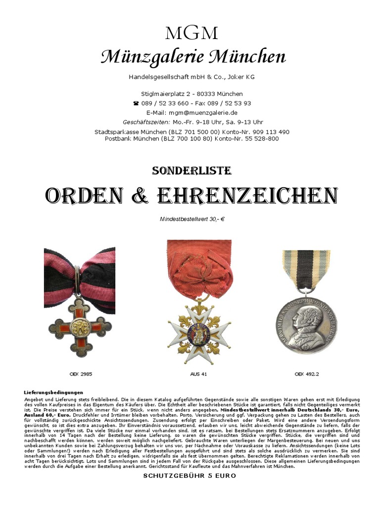 Orden Und Ehrenzeichen | PDF