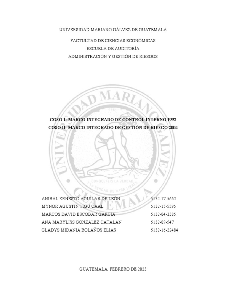 COSO I Y COSO II Grupo No. 1 | PDF | Planificación | Riesgo