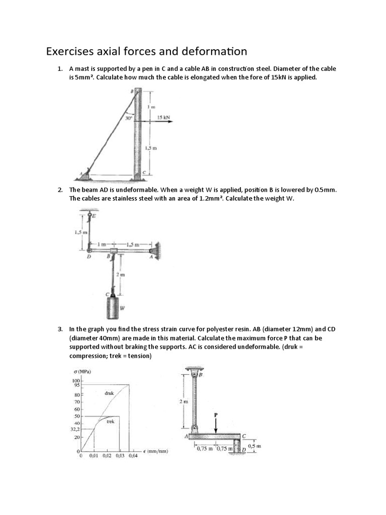 Exercises axial forces and deformation + tranversal (3).docx | PDF ...